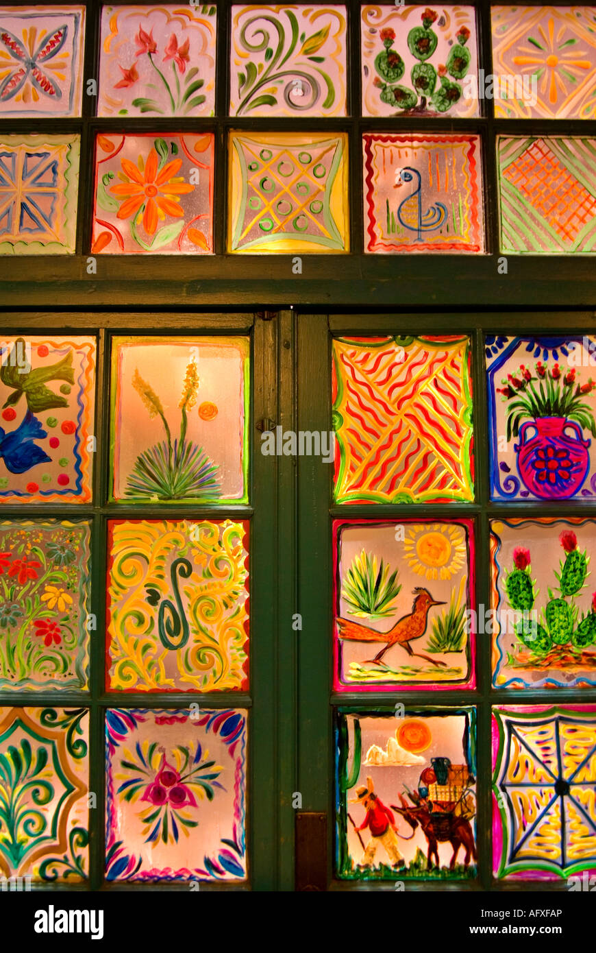 Hand Painted Pane Glass doors windows Stock Photo - Alamy