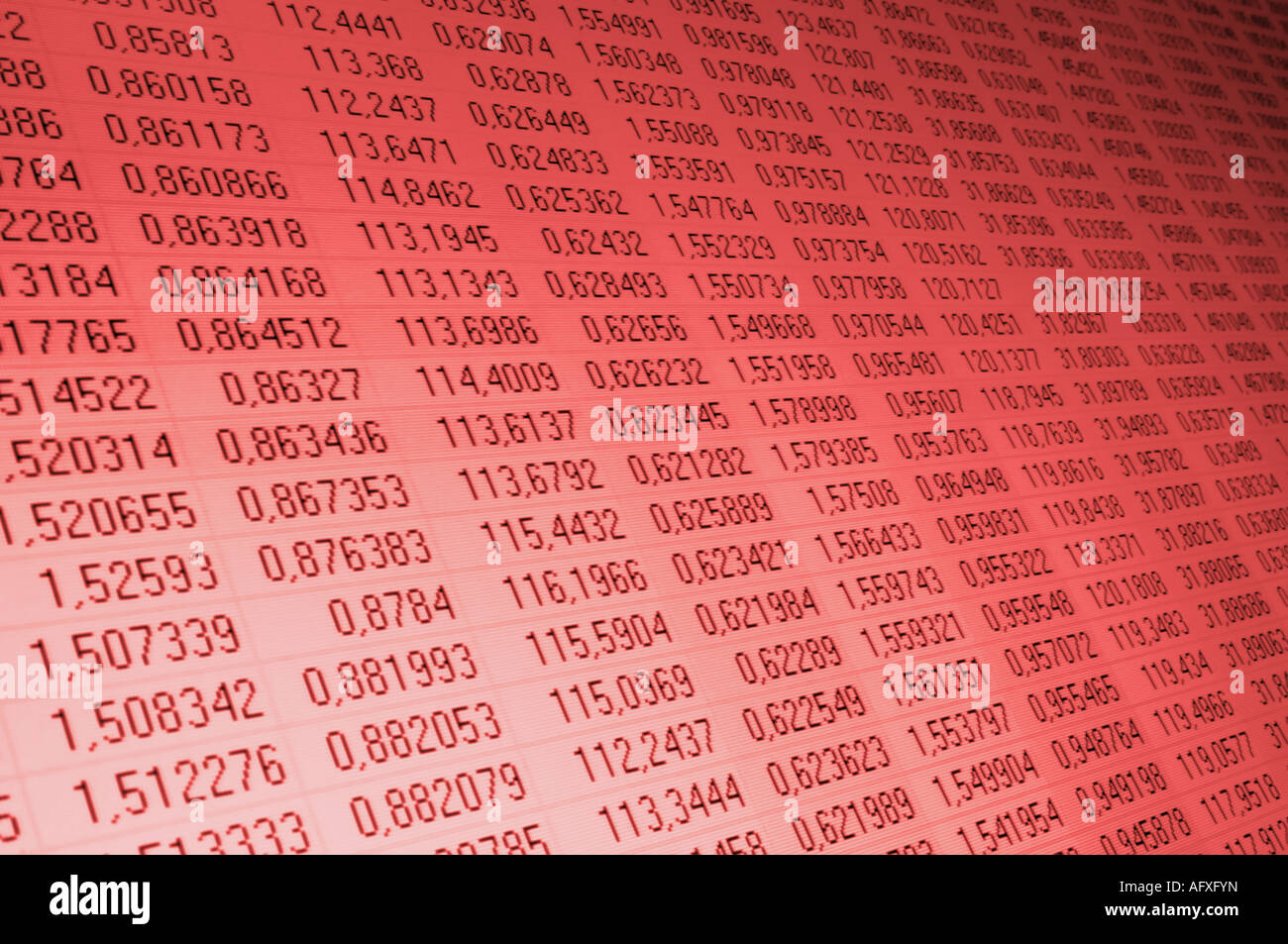 Numbers on a computer monitor painted in red color Stock Photo - Alamy
