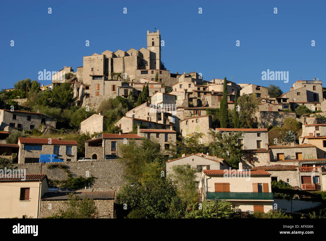 Languedoc Roussillon France Eus village near Prades Pyrenees Stock ...