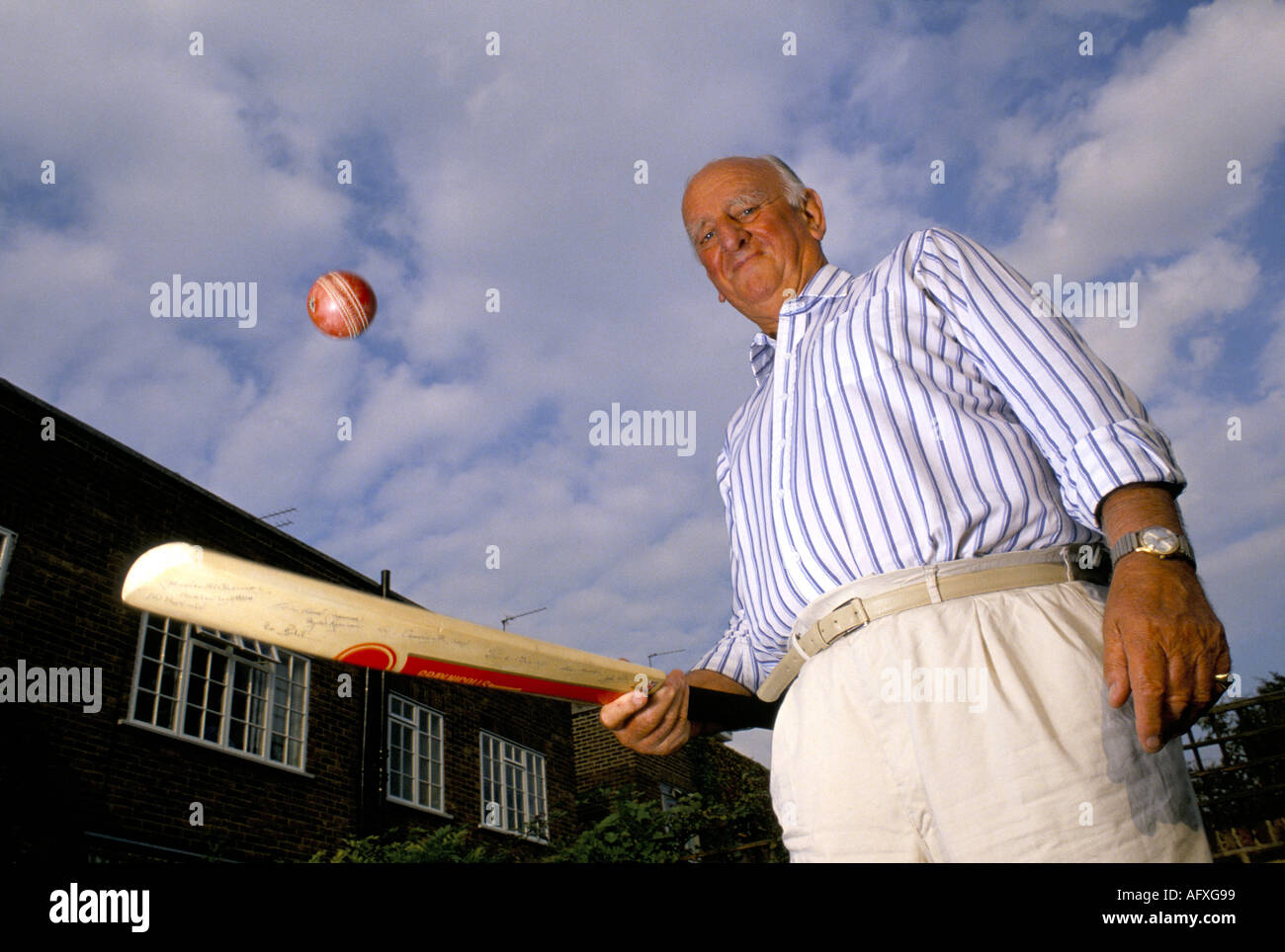 Brian Johnston portrait British cricket commentator TV and radio ...