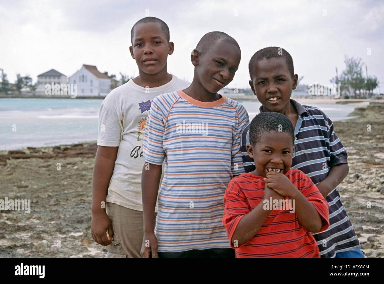 Bahamian children in Governors Harbour Eleuthera Bahamas Stock Photo ...