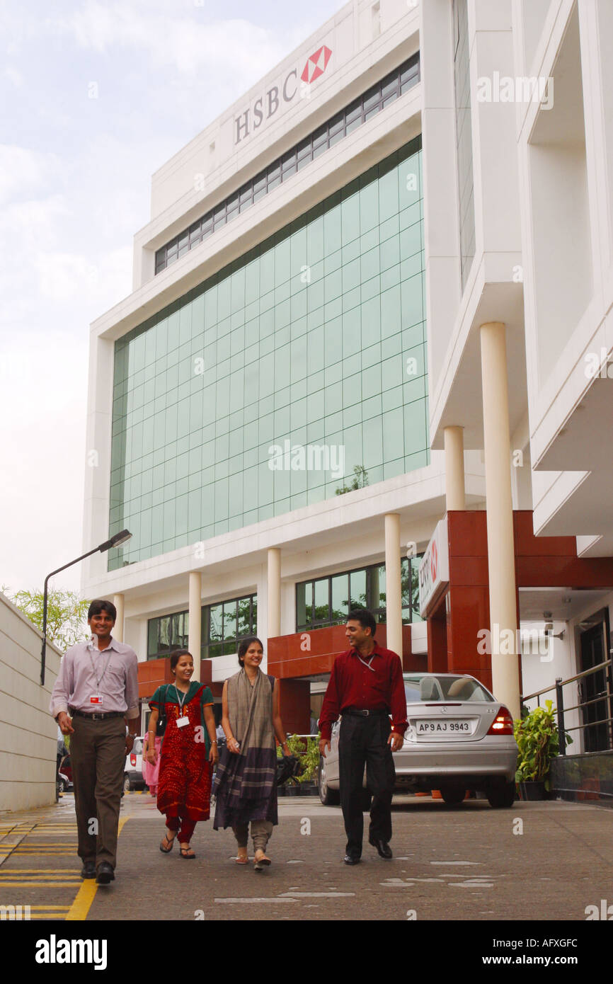 Workers outside HSBC Hyderabad India Stock Photo - Alamy