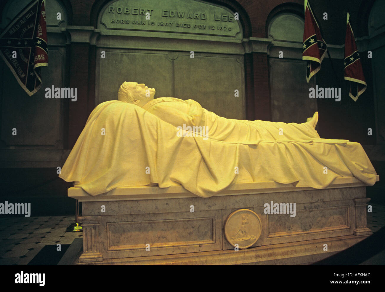 LEXINGTON VIRGINIA USA August Recumbent statue of General Robert E Lee ...