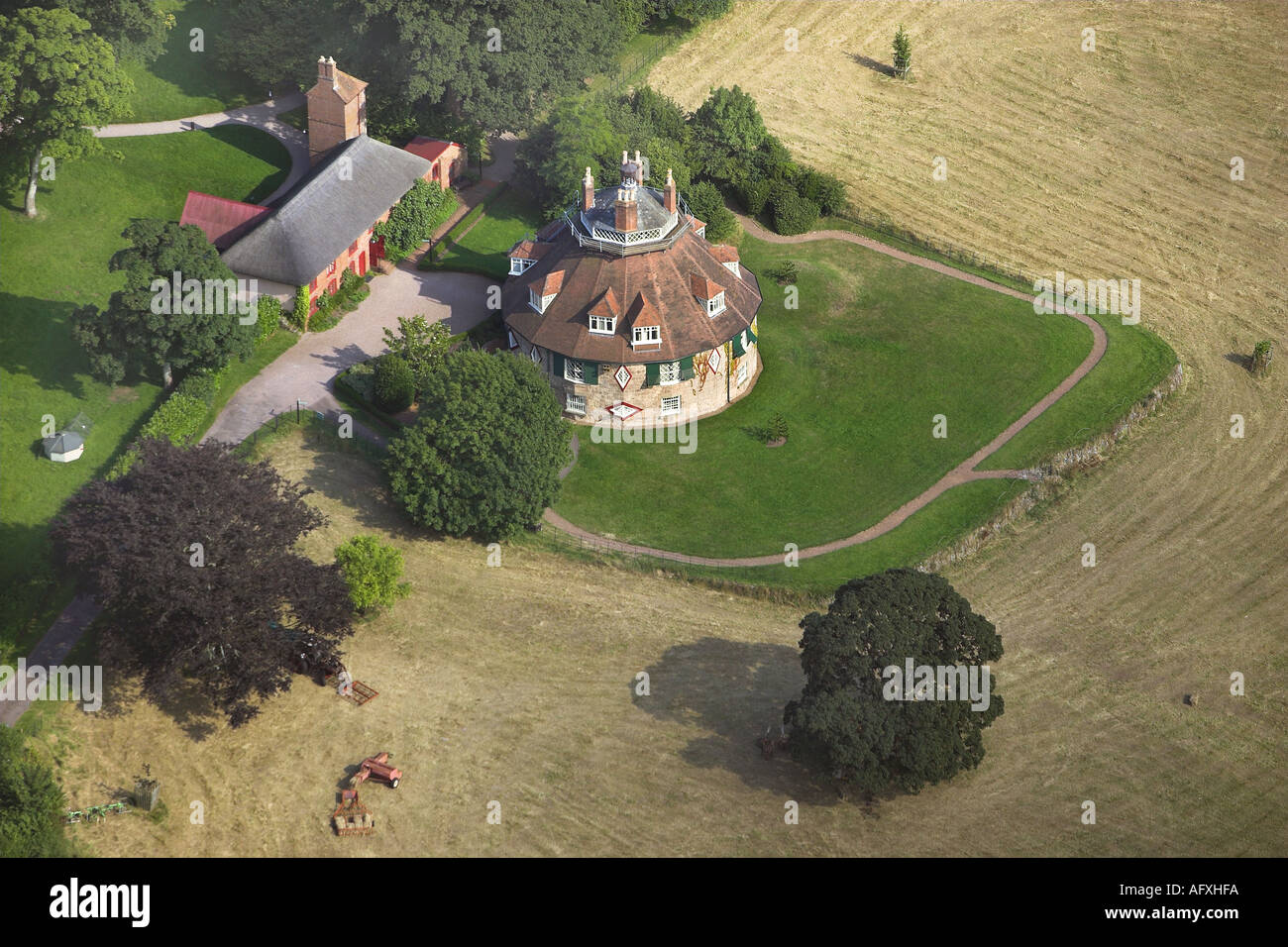 Aerial view of A la Ronde Exmouth East Devon Stock Photo - Alamy
