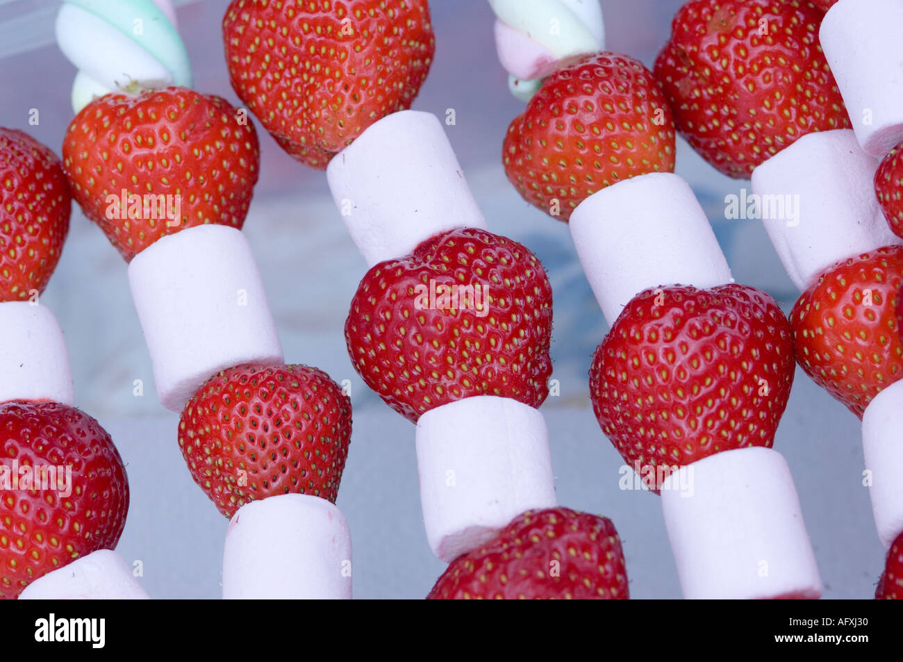 Strawberry marshmallow kebabs Montrose Highland Games Stock Photo - Alamy