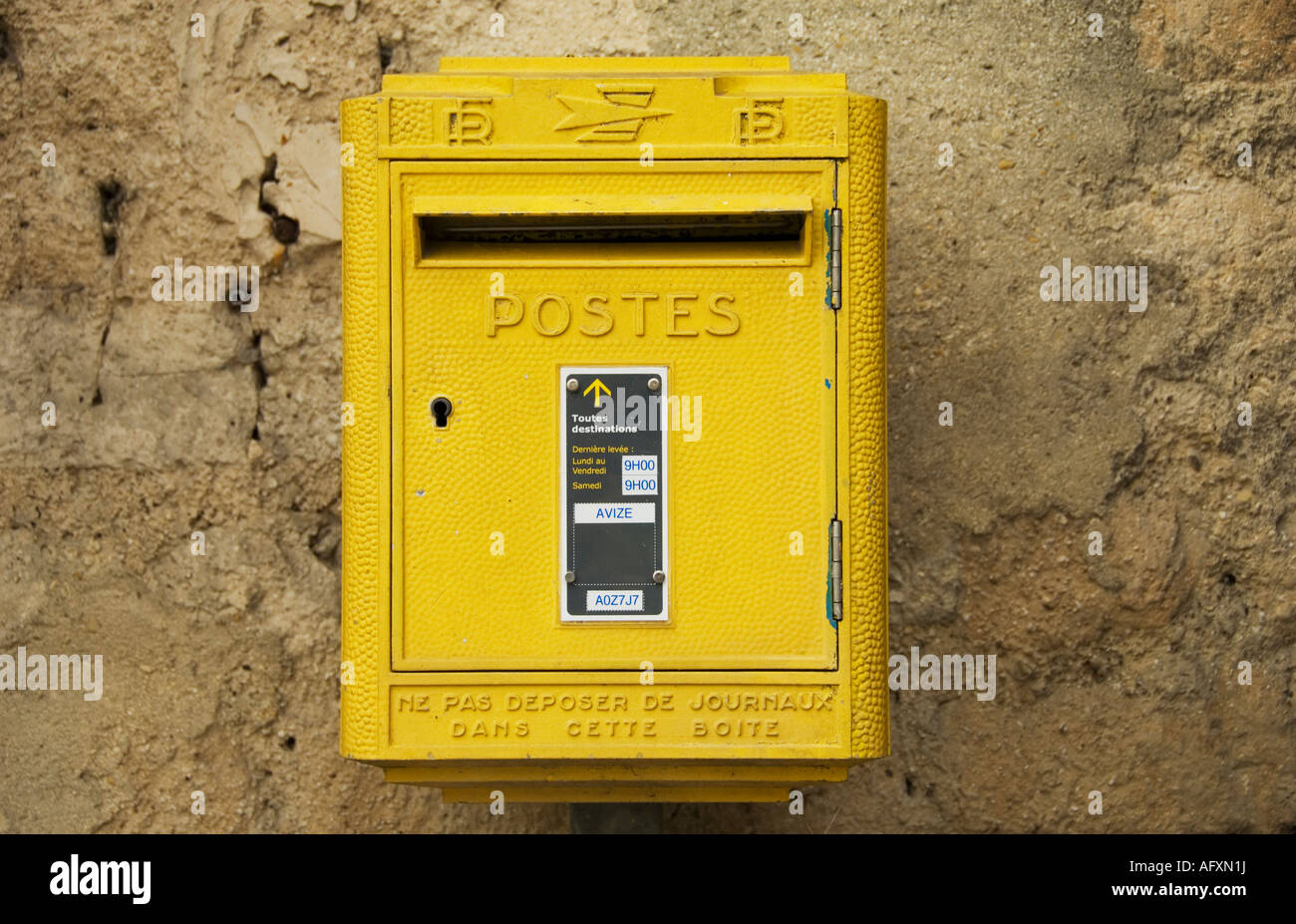 yellow post box at avize champagne region france Stock Photo - Alamy