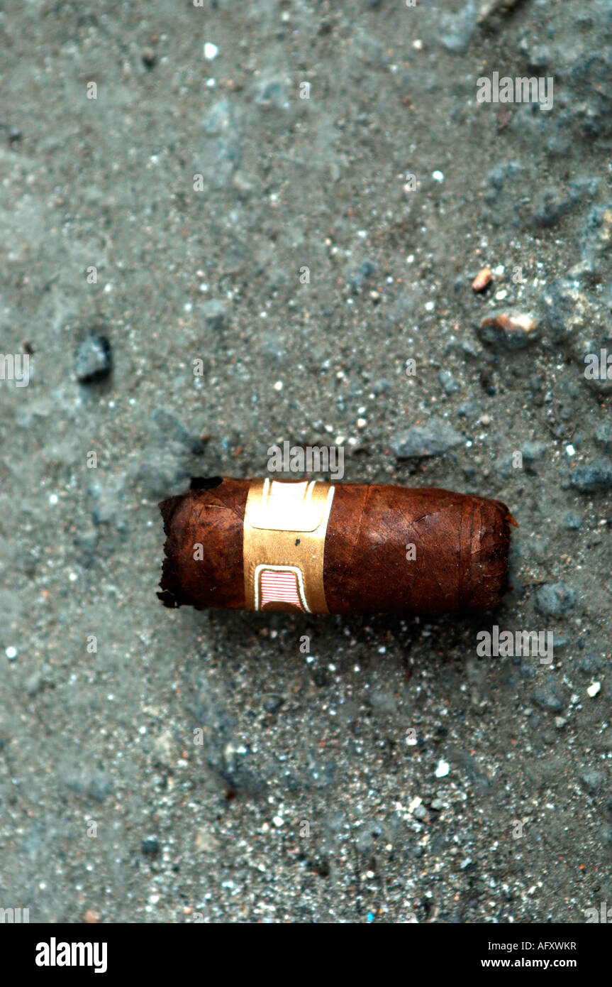 Cuba Havana Habana Vieja a habanos cigar butt in the streets Stock ...