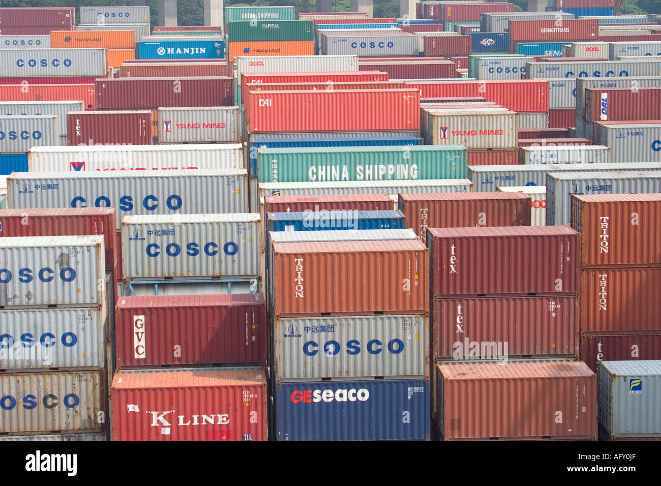 Container Shipping Stacks of Containers at Kwai Chung Port stacks ...