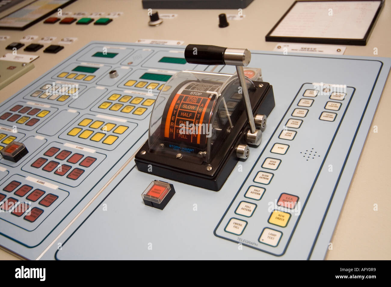 Throttle power leaver of Container ship with markings for power ...