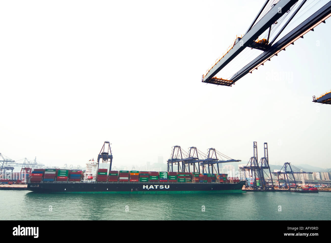 Hong Kong Container Shipping Giant Super Galaxy Ship Kwai Chung Stock ...