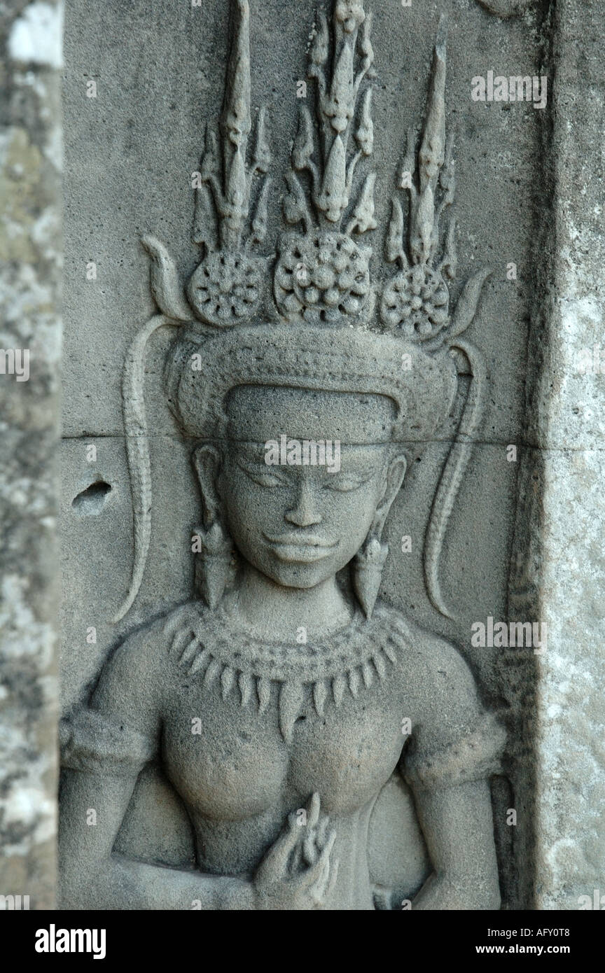 Carving in Angkor Wat, Cambodia Stock Photo - Alamy