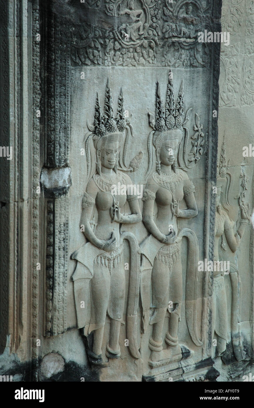 Carving in Angkor Wat, Cambodia Stock Photo - Alamy