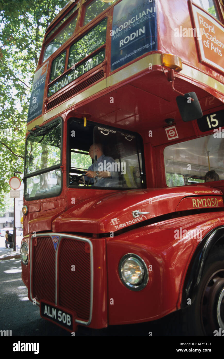 Front View Of Traditional London Bus Stock Photo - Alamy