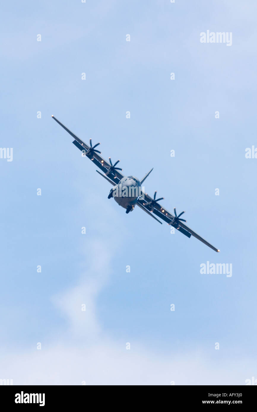 Lockheed Martin Hercules C5 RAF Royal Air Force flies in blue sky and ...