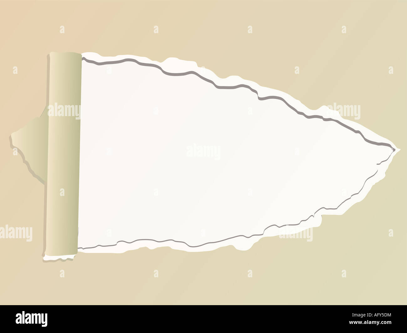 Illustration of a piece of paper with a torn section out of it Stock ...