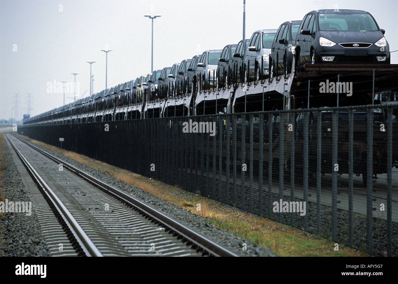 Ford S-Max cars at a railway compound at Vlissingen docks in Holland ...