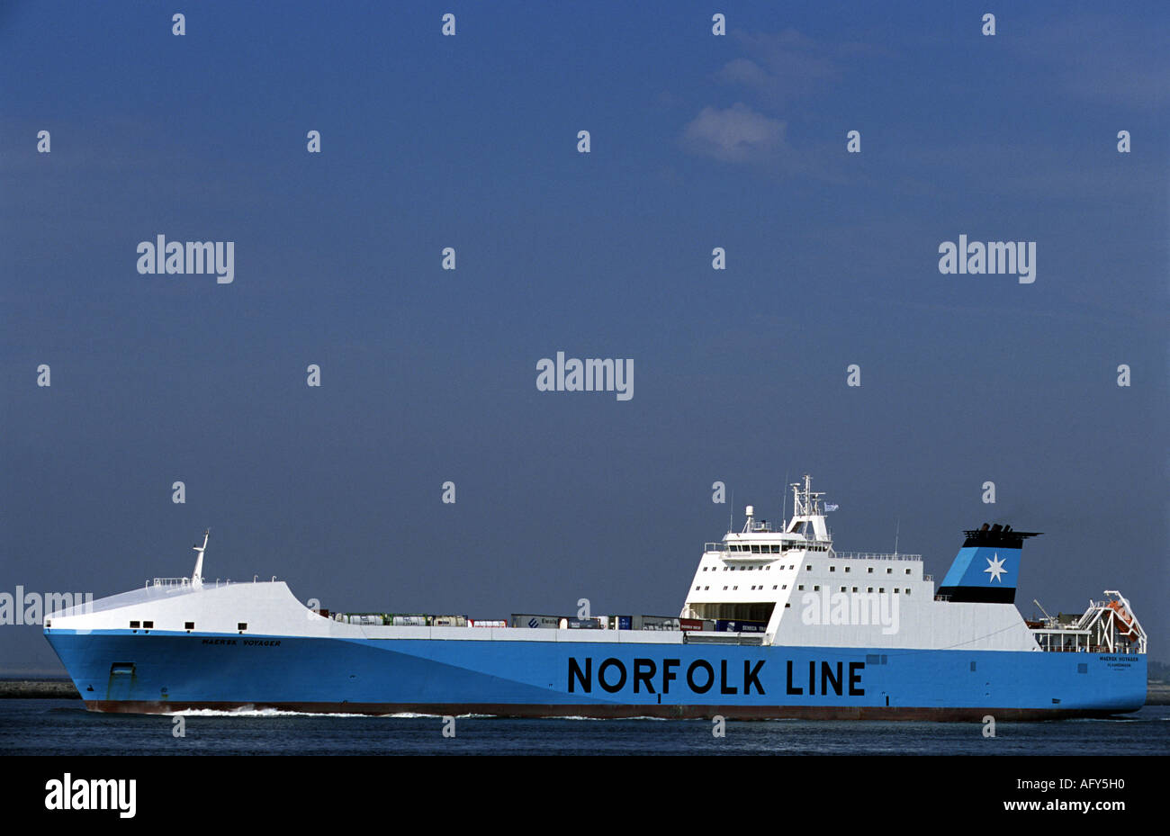 Norfolk Line 'Maersk Voyager' leaving the Port of Rotterdam, Holland ...