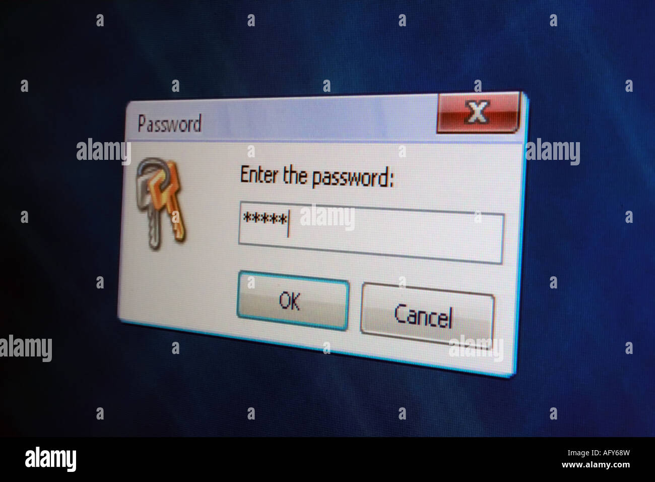 Password window on blue background Stock Photo - Alamy