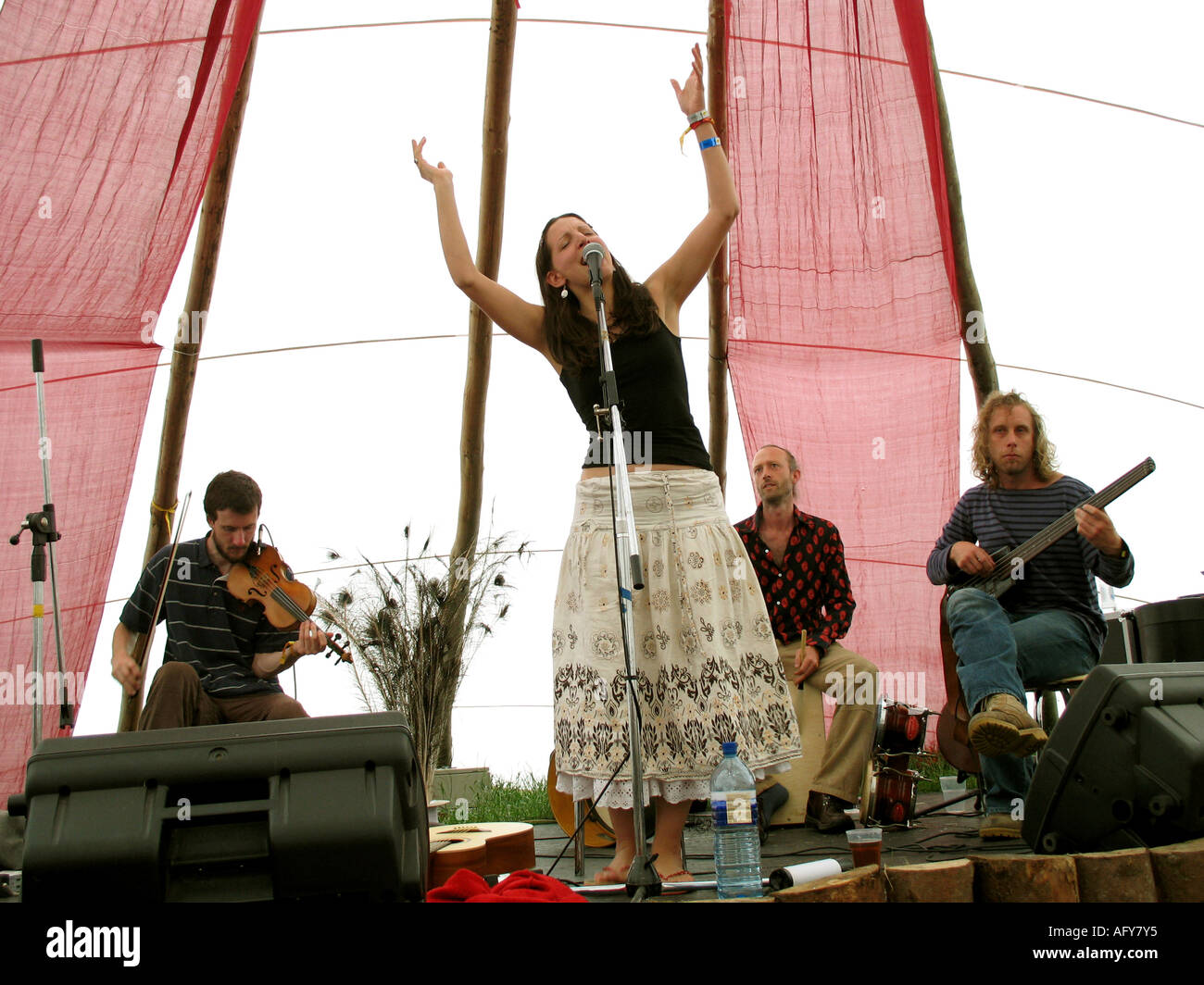 Martha Tilston female folk singer performing Stock Photo - Alamy