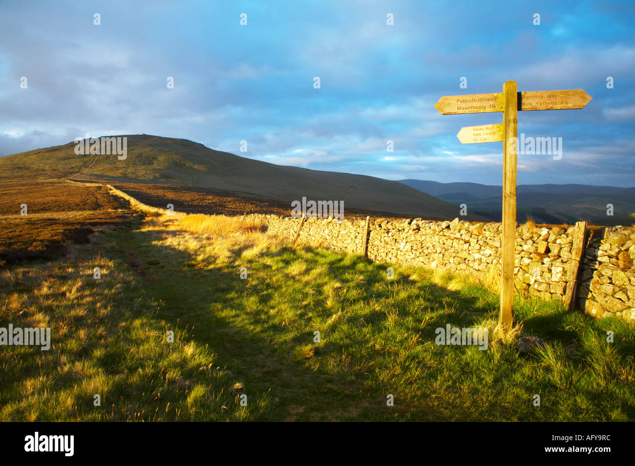 England Northumberland The Pennine Way Pennine way sign near wall ...