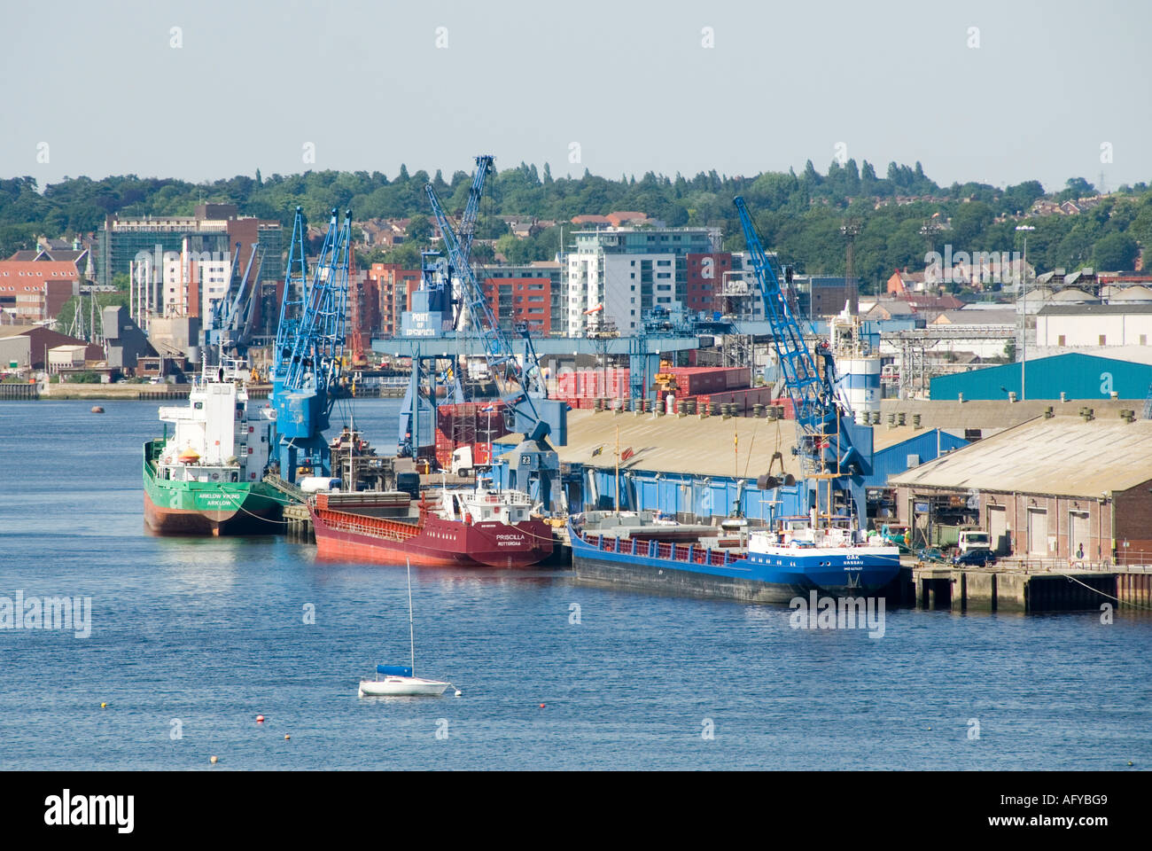 Ipswich Docks and the River Orwell Stock Photo - Alamy