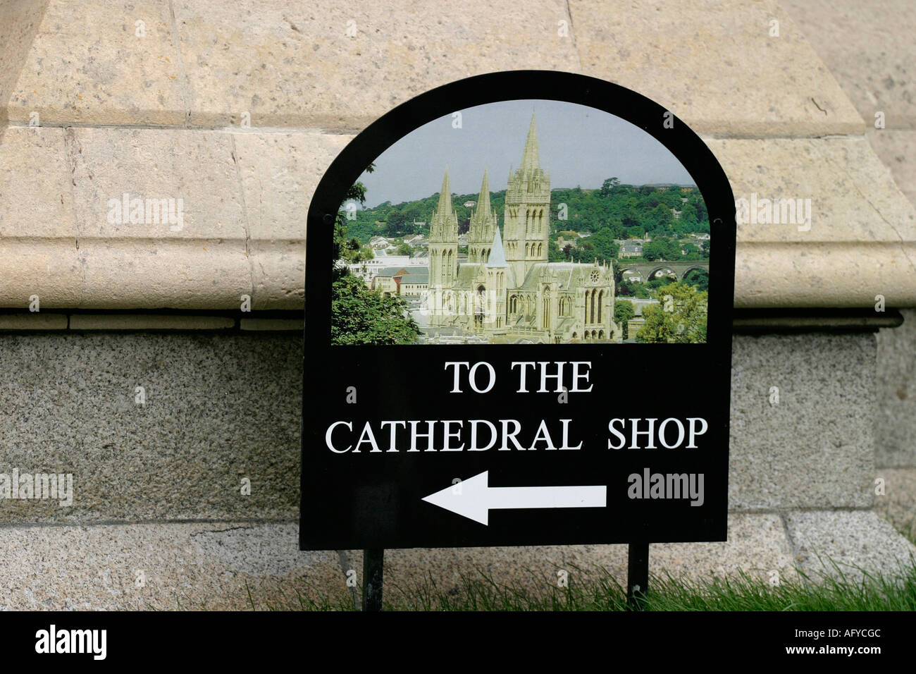 Truro Cathedral Shop sign Stock Photo - Alamy