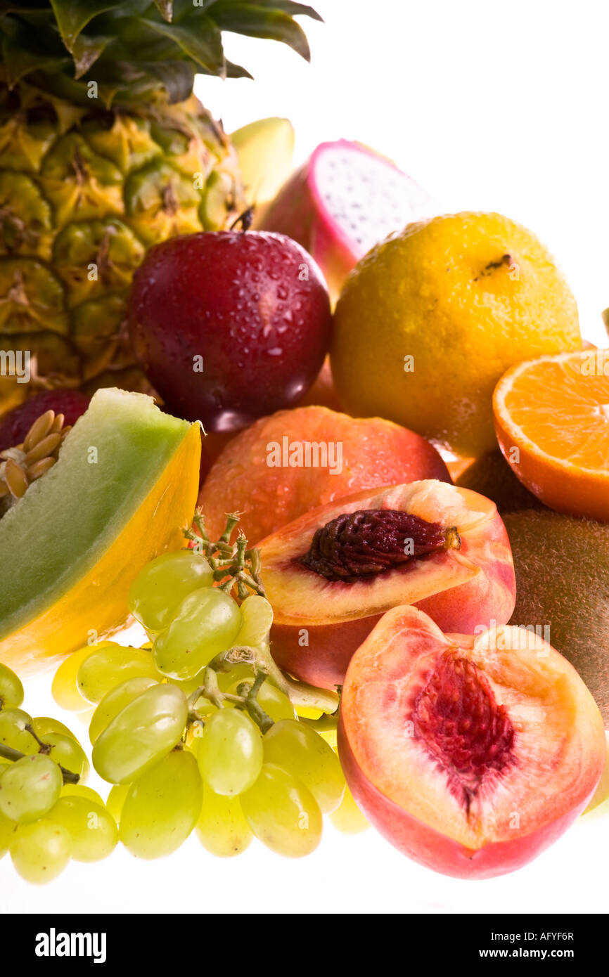 Isolated fruits on white background Stock Photo - Alamy