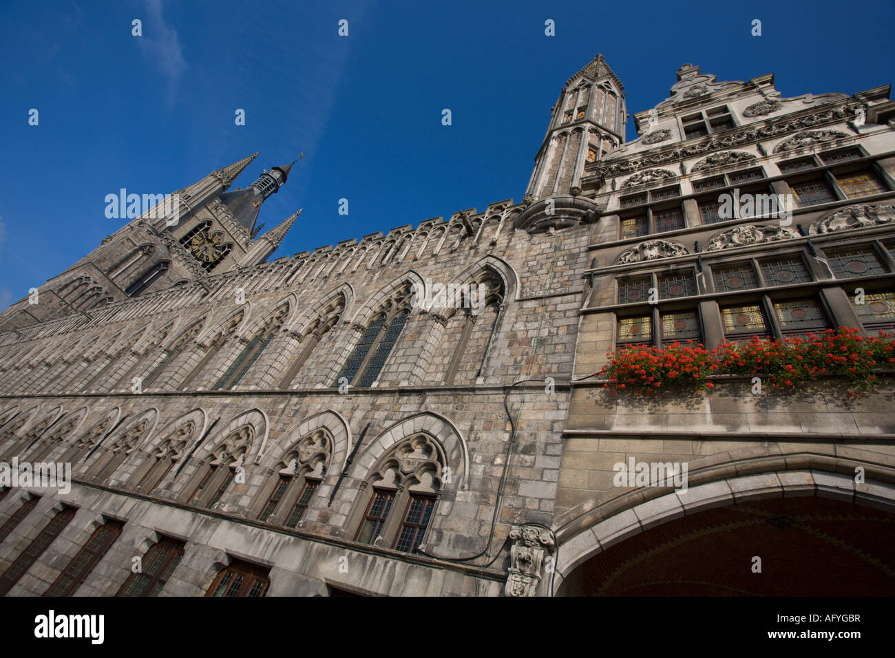 The Cloth Hall at Ypres Belgium rebuilt after its destruction in the ...