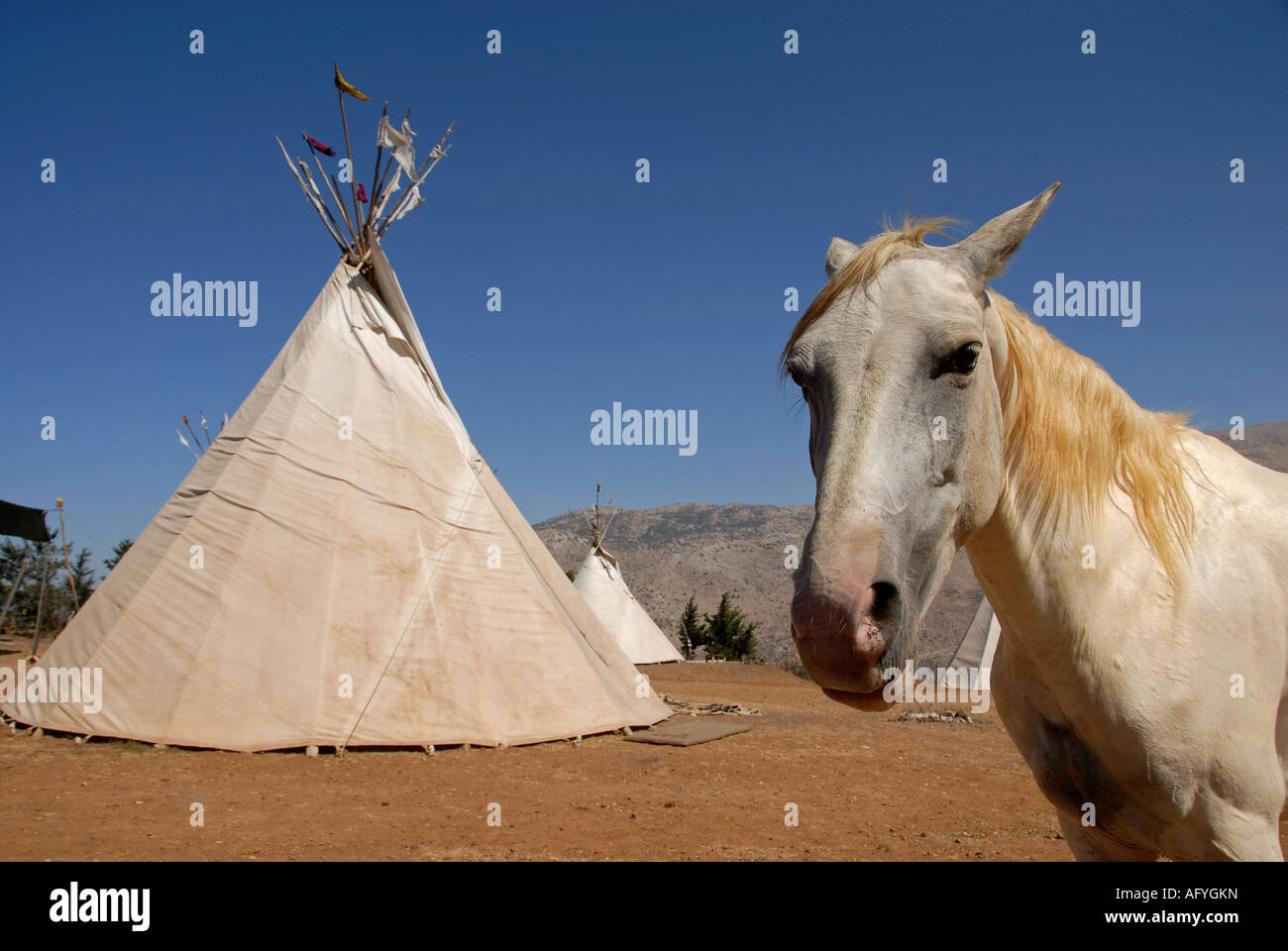 Native American tents (Teepee) at a unique resort in the Golan Heights ...