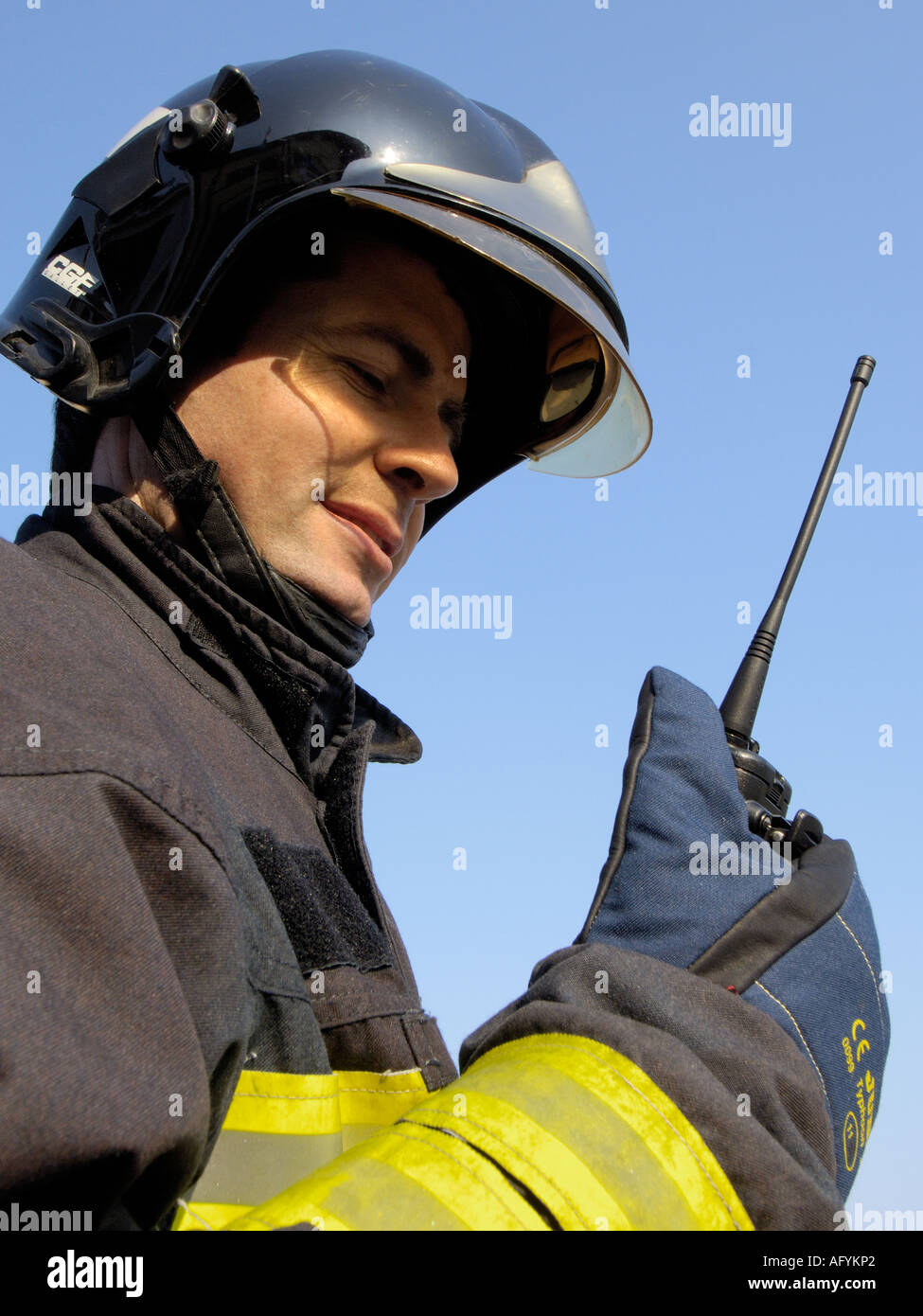 Portrait of a male fire fighter Stock Photo - Alamy