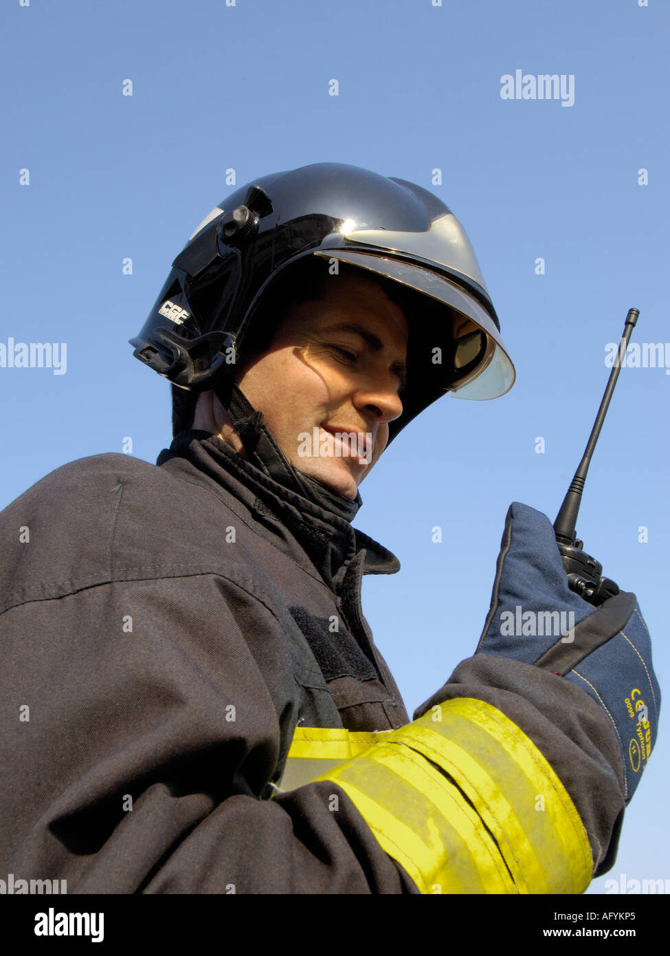 Portrait of a male fire fighter Stock Photo - Alamy