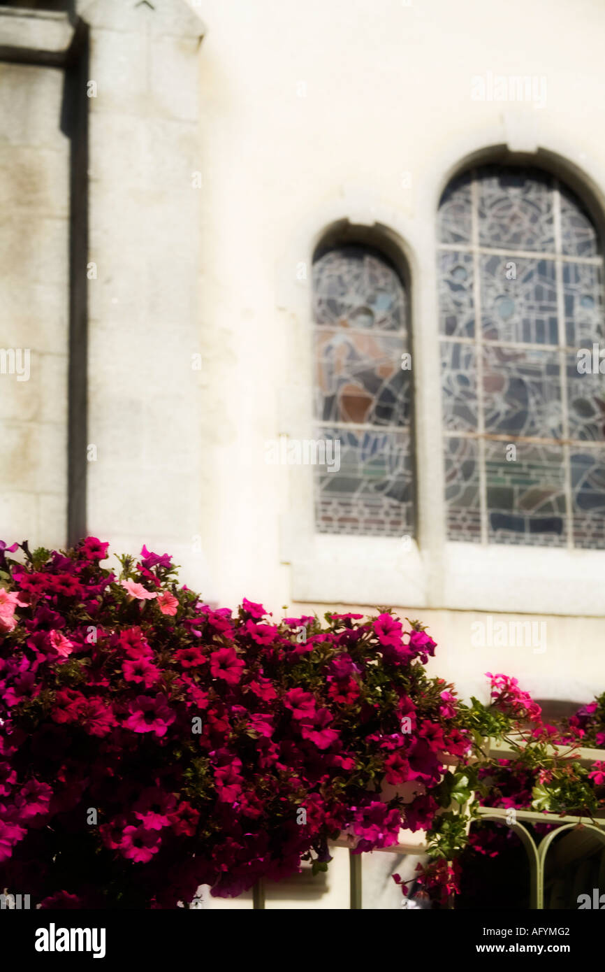Chamonix church window, France Stock Photo - Alamy