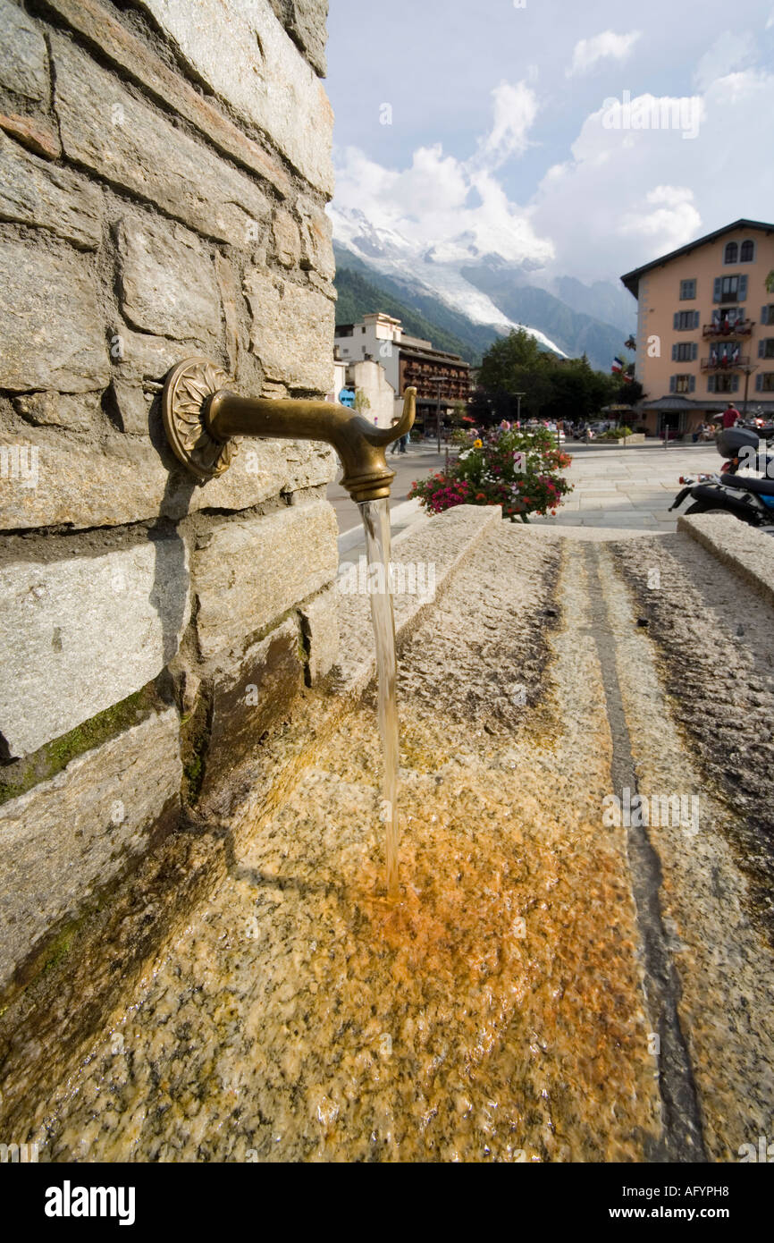 spring water in the centre of Chemonix, France Stock Photo - Alamy