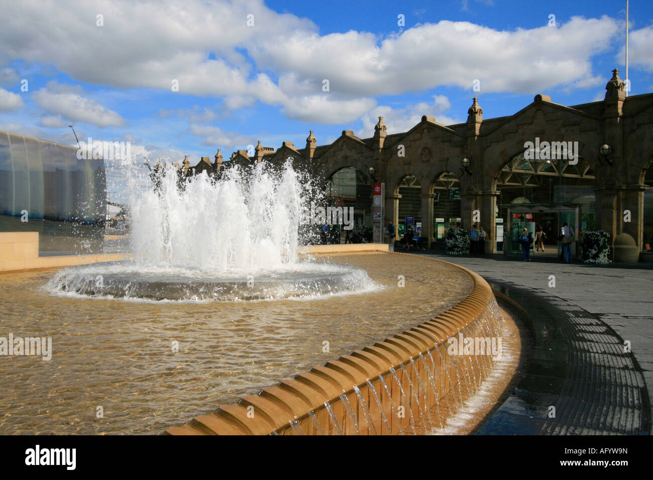 sheffield city sheaf water feature by railway station england uk gb ...