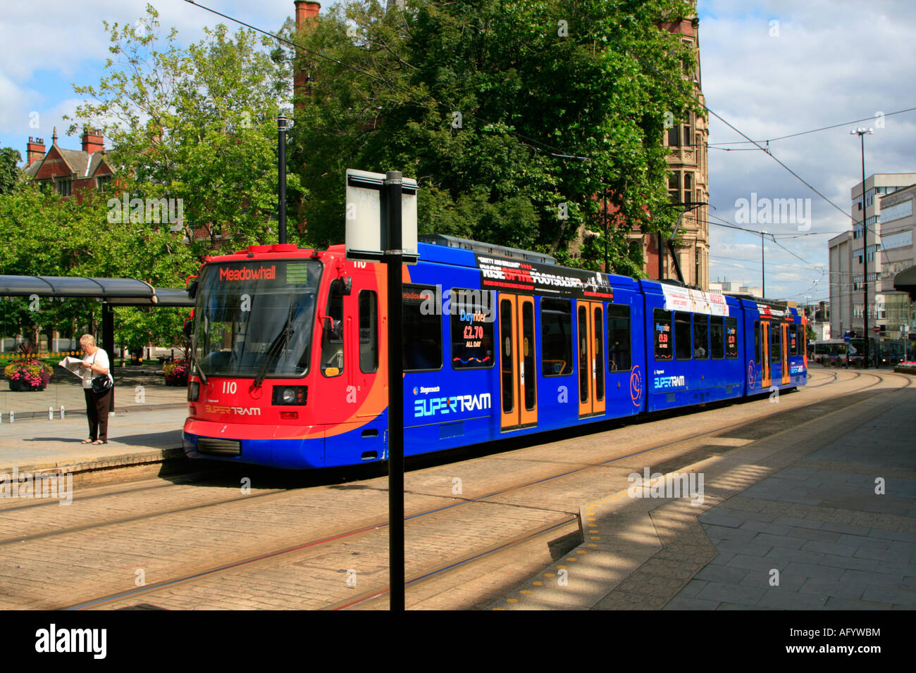 sheffield city centre tram integrated transport system england uk gb ...