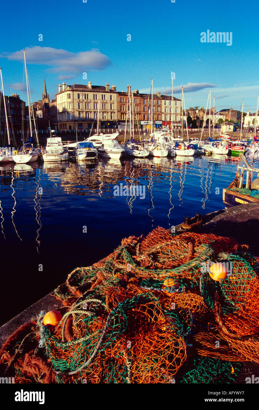 rothesay harbour fishing nets town buildings isle of bute scotland uk ...