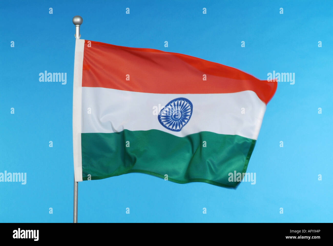 Indian national flag against blue sky Stock Photo - Alamy