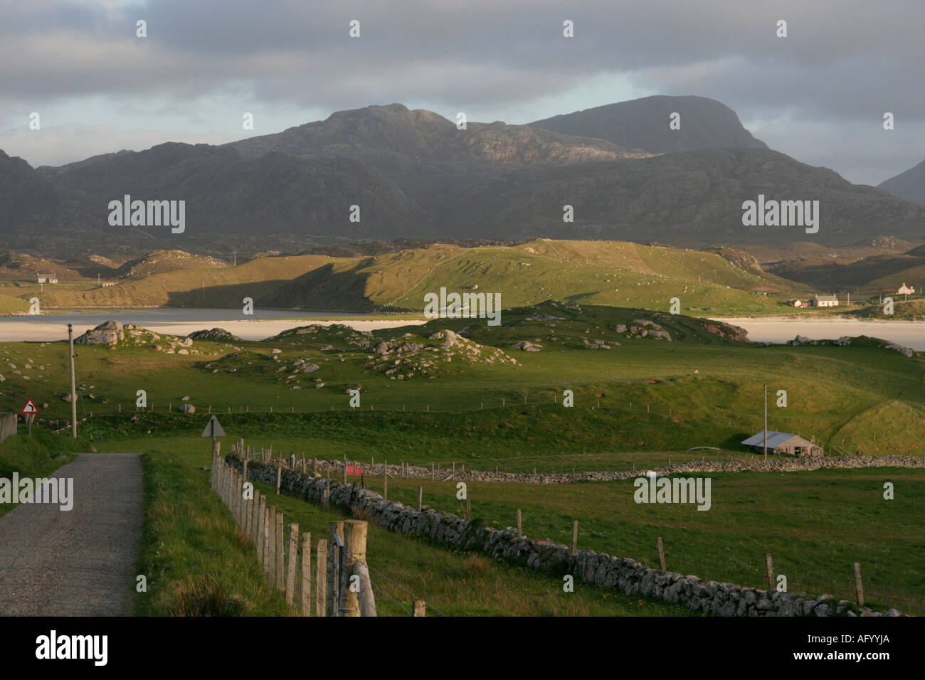 isle of lewis western isles uig bay mountains beyond scotland uk gb ...