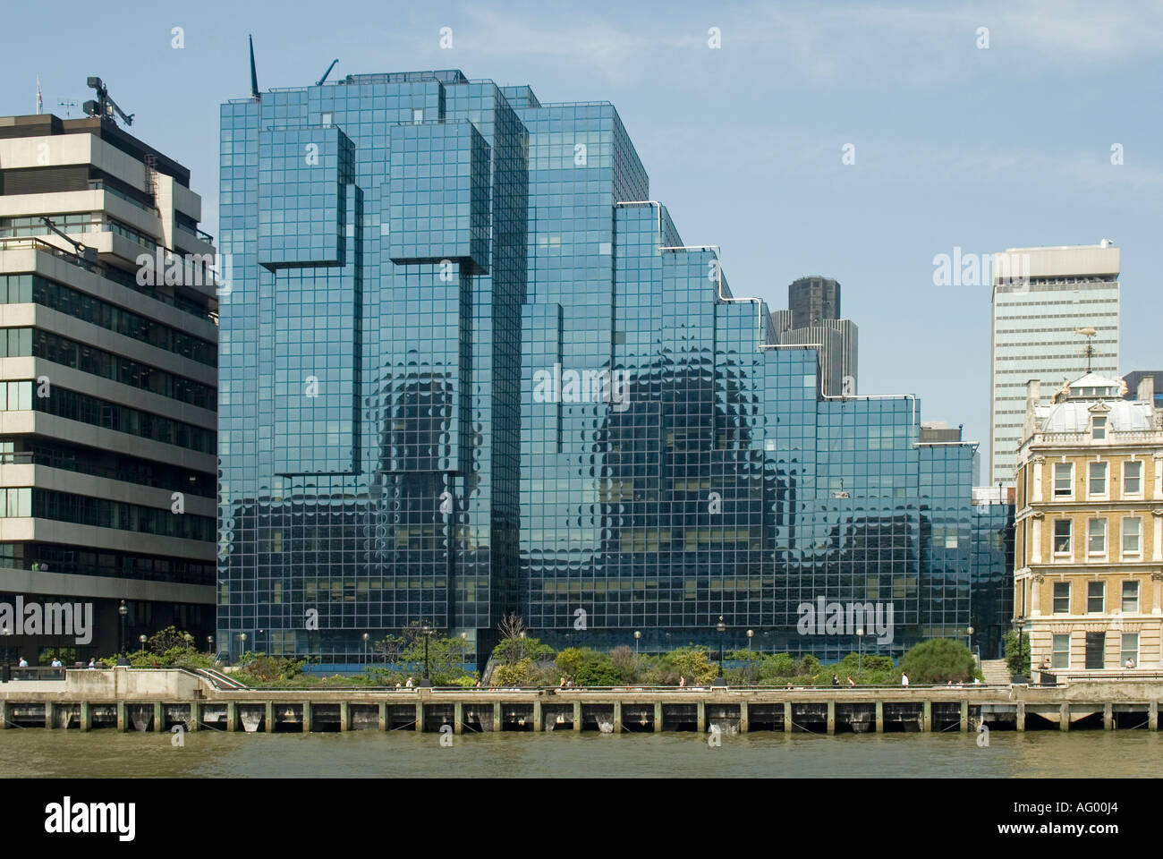 River Thames and the glass clad Northern and Shell Building office ...