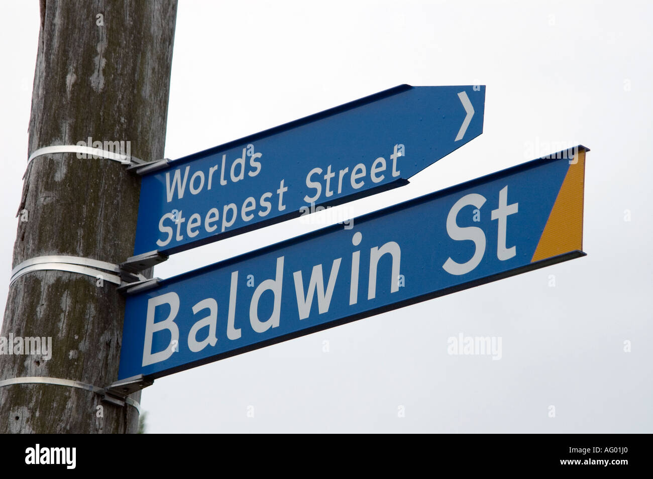 Street sign of Baldwin Street in New Zealand - the steepest road in the ...