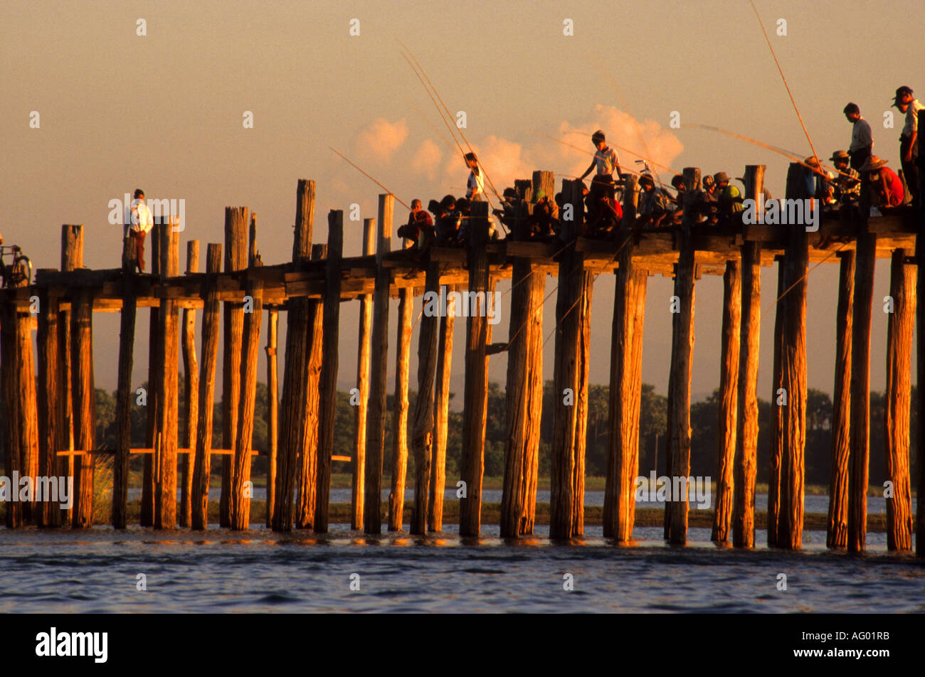 U Bein bridge near Mandalay in Burma (Myanmar) is the longest teak ...