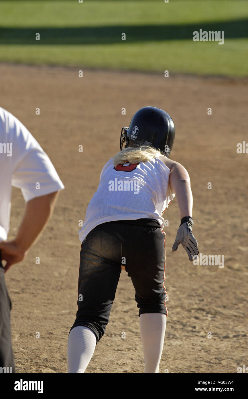 Playing softball vertical hi-res stock photography and images - Alamy