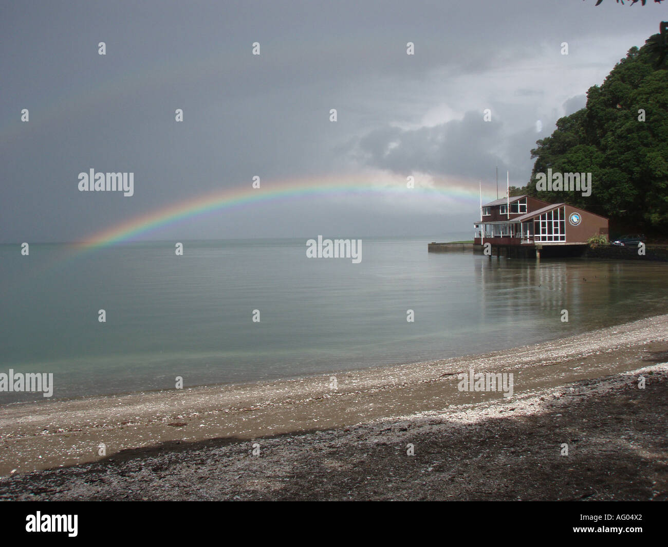 French Bay with rainbow Stock Photo - Alamy