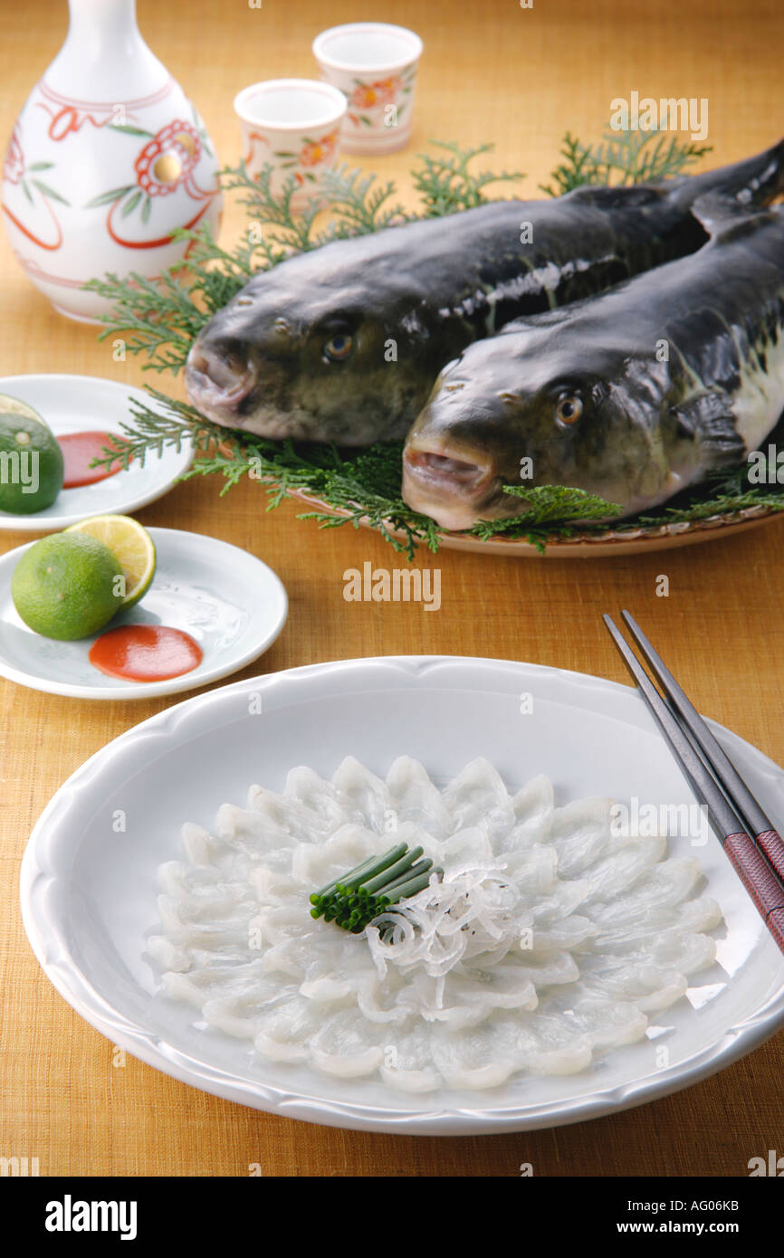 Balloon Fish Sashimi Stock Photo - Alamy