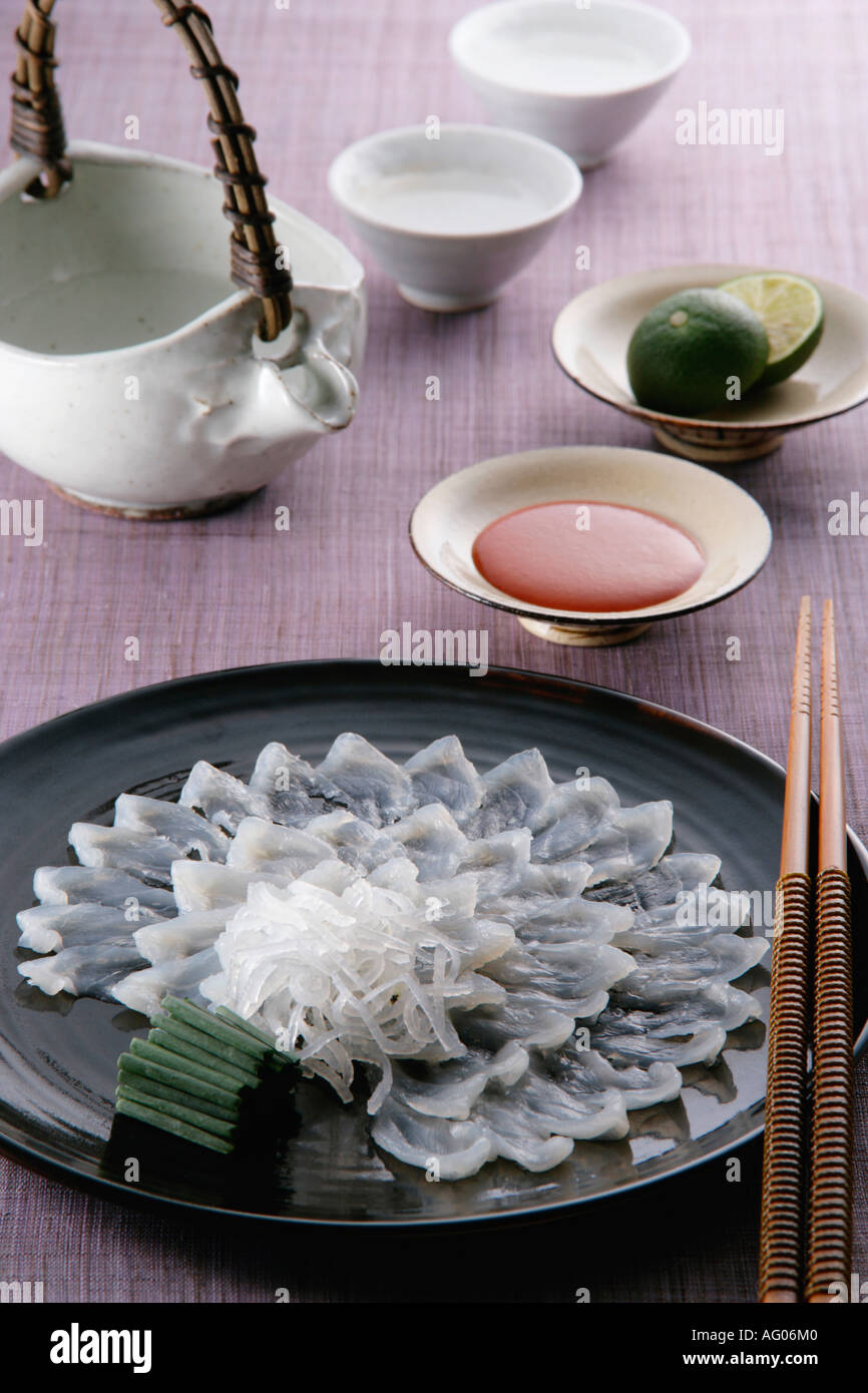 Balloon Fish Sashimi Stock Photo - Alamy