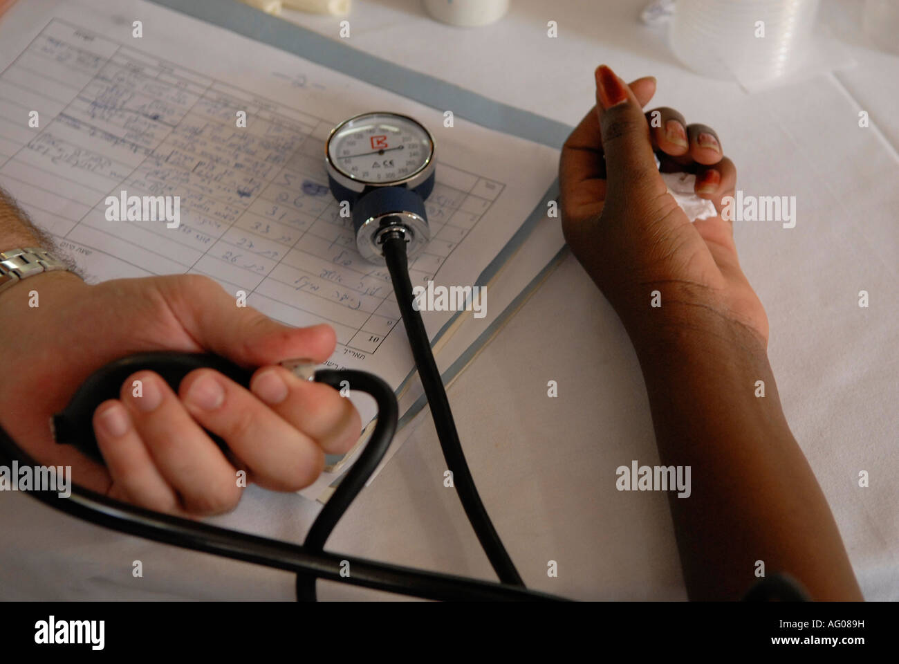 Medical assistance of a Sudanese refugee in Israel Stock Photo - Alamy