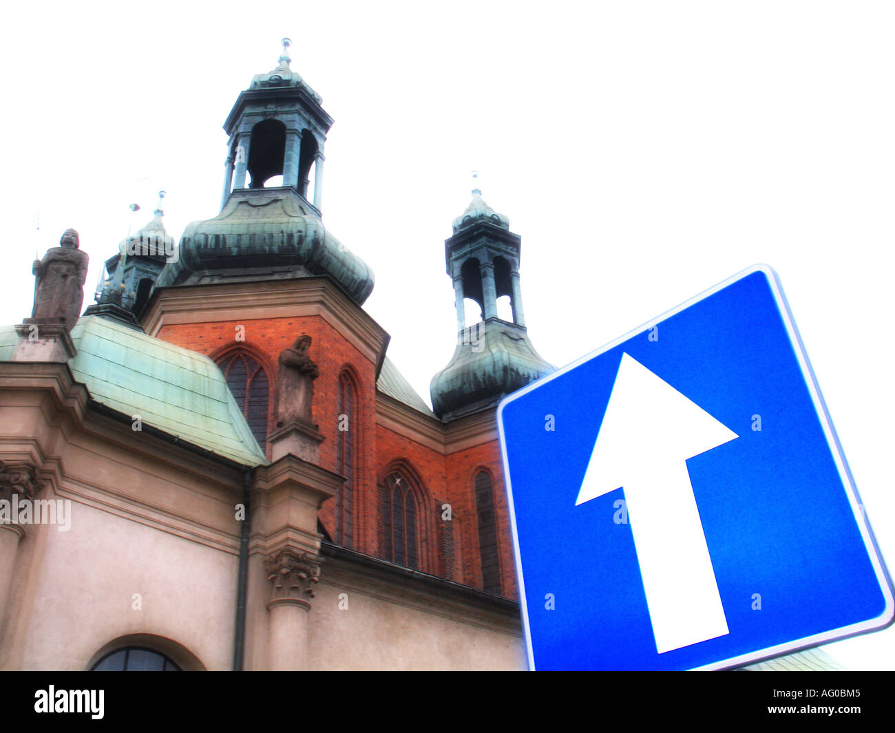 Poland Poznan Cathedral with Street Sign Stock Photo - Alamy