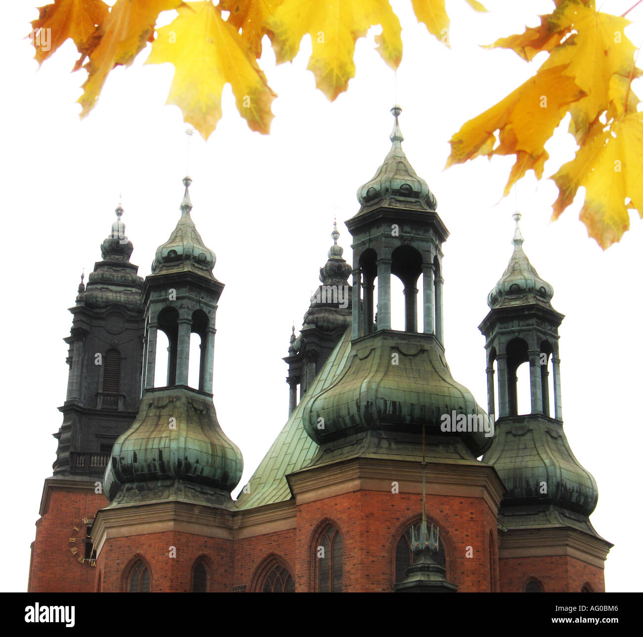 Poland Poznan Cathedral with Autumn Leaves Stock Photo - Alamy