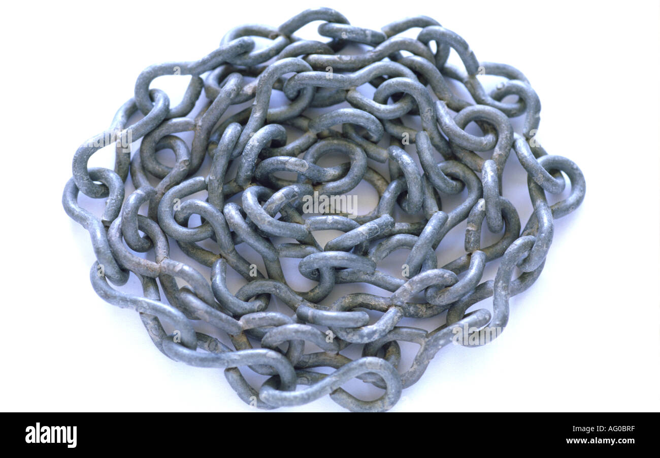 Coil of Linked Metal Chain Stock Photo - Alamy