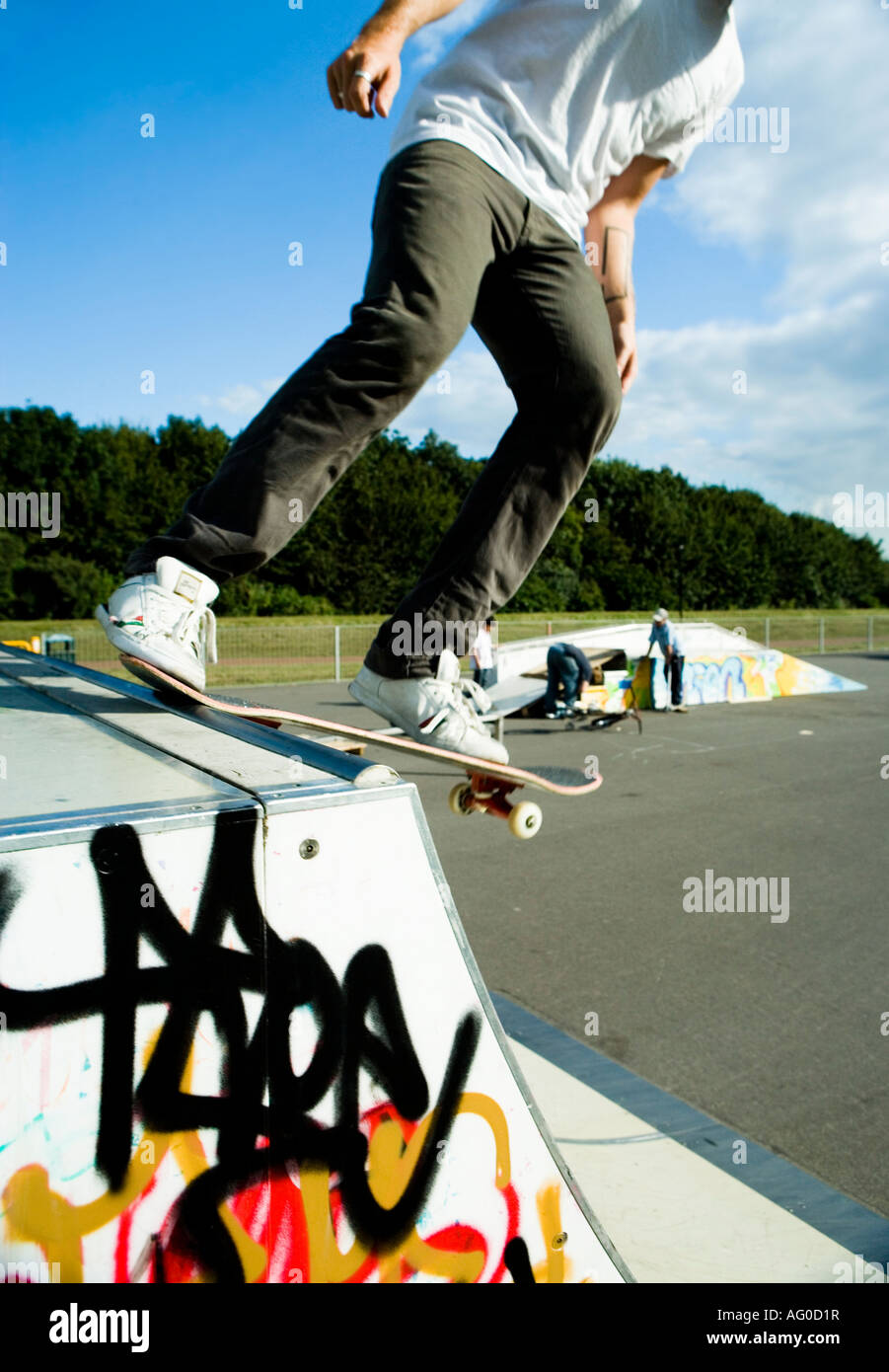 Boy riding a skateboard at a skateboard park Stock Photo - Alamy